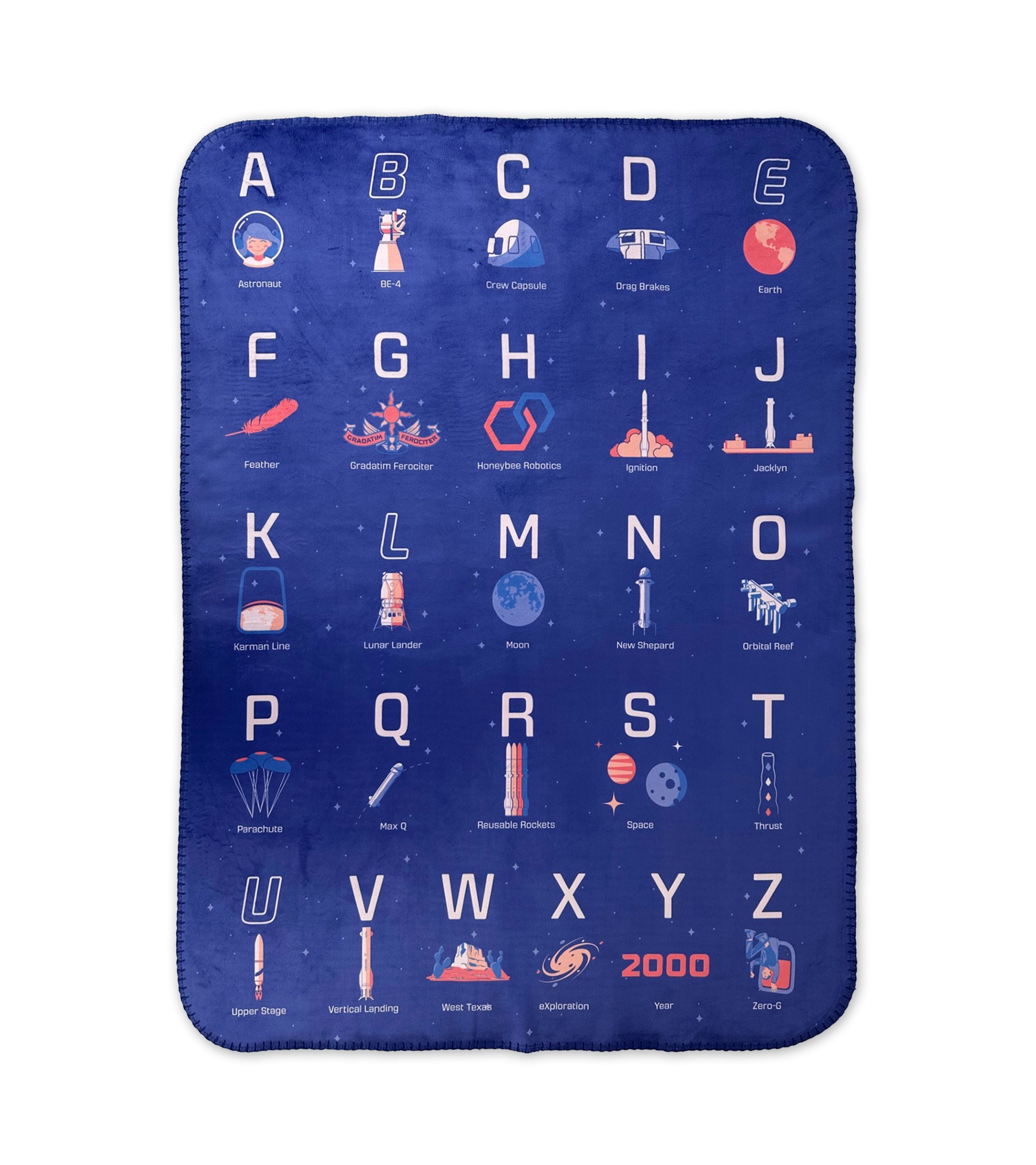 Alphabet Baby Blanket – Blue Origin Shop